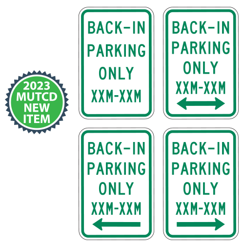Back In Parking Only at Custom Designated Times with Optional Arrows ...